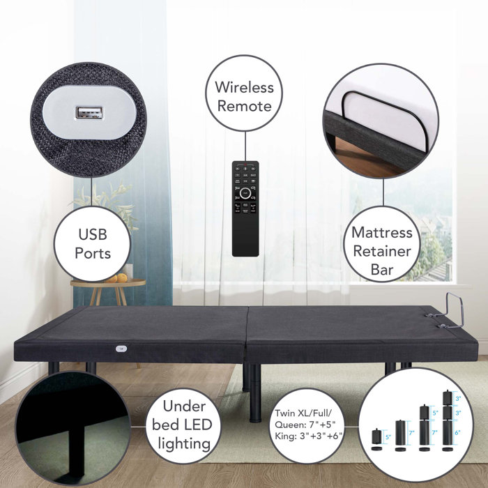 Wayfair Sleep™ 15" Massaging Zero Gravity Adjustable Bed with Wireless ...